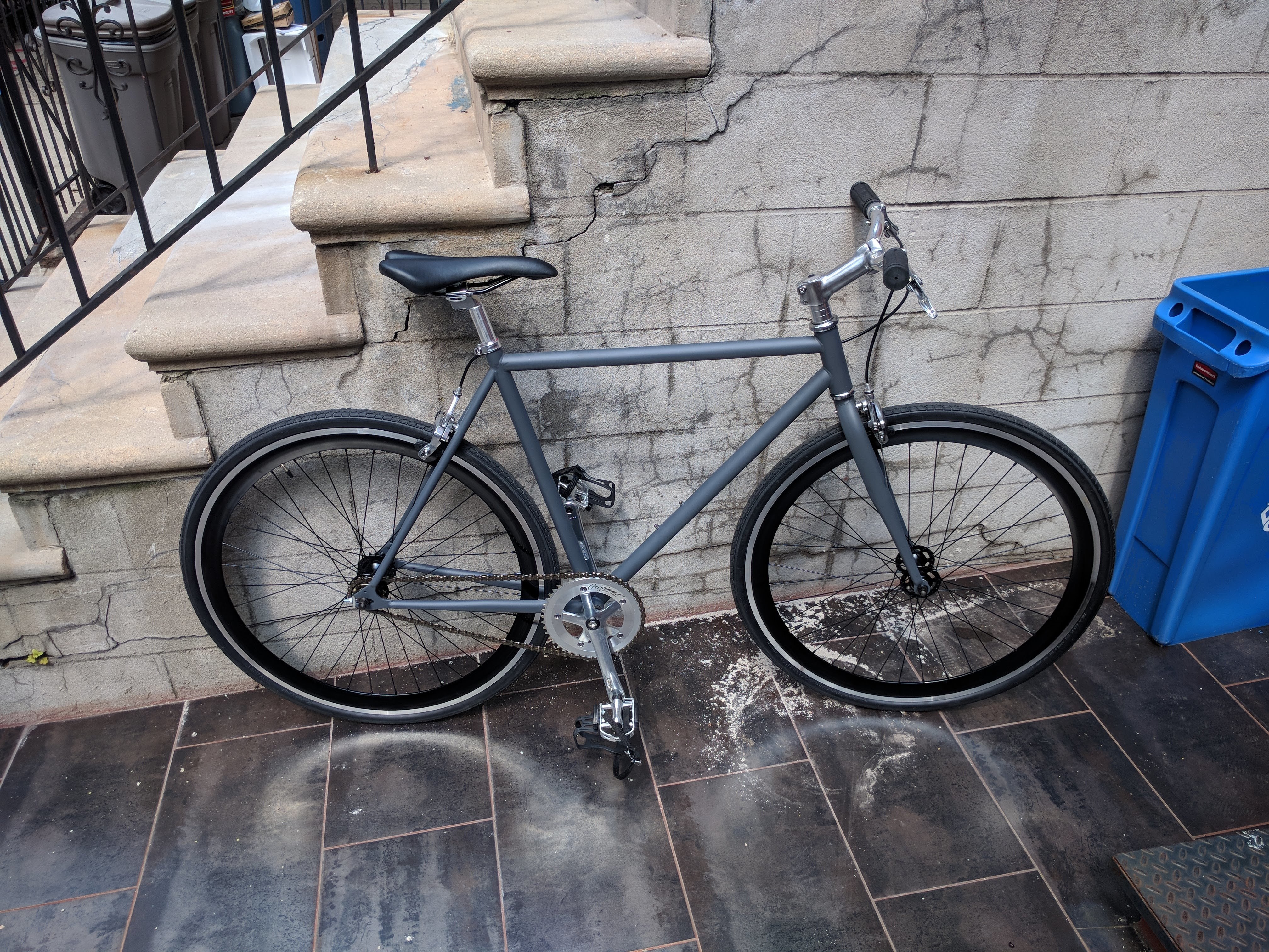 Custom matte grey track bike
