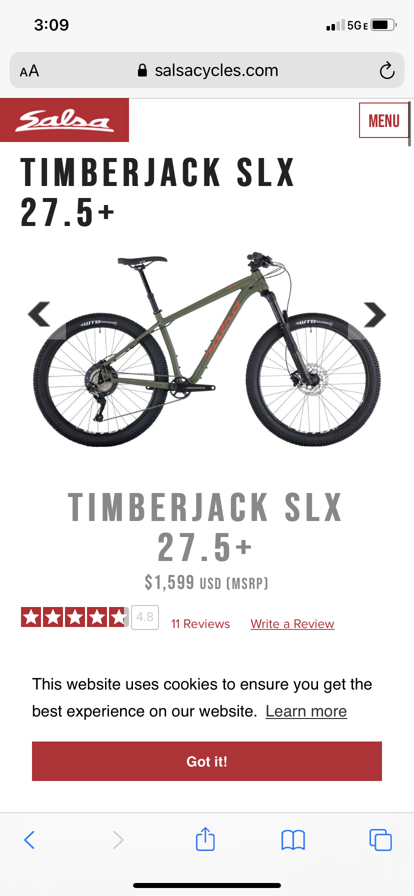 Stolen 2027 Salsa v9 Timberjack SLX 5+ SM