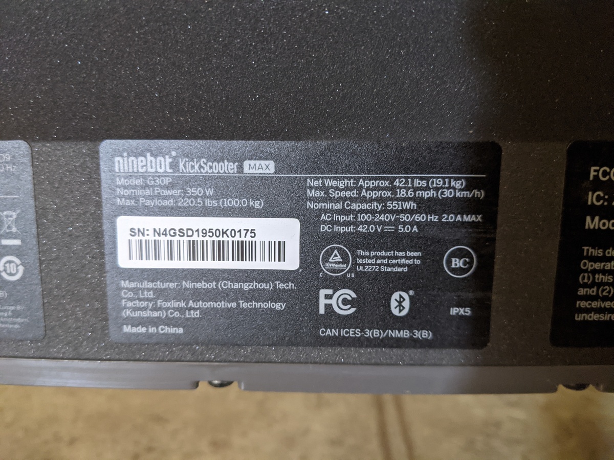 2020 Segway Ninebot Max-G30 e-scooter