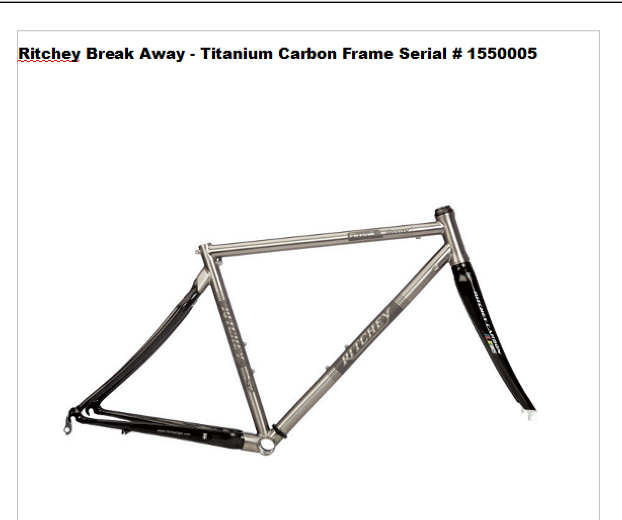 2015 Ritchey Break Away - Titanium / Carbon