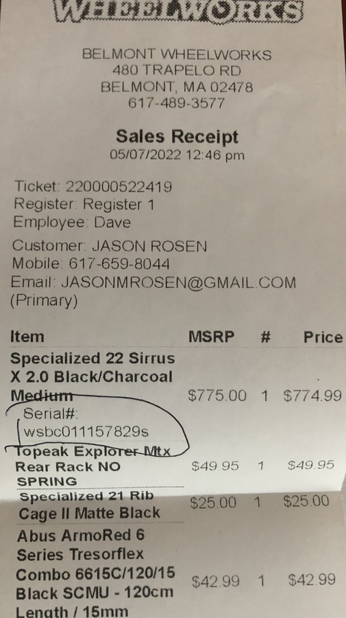 Stolen 2022 Specialized Sirrus X 2 0 Charcoal Medium