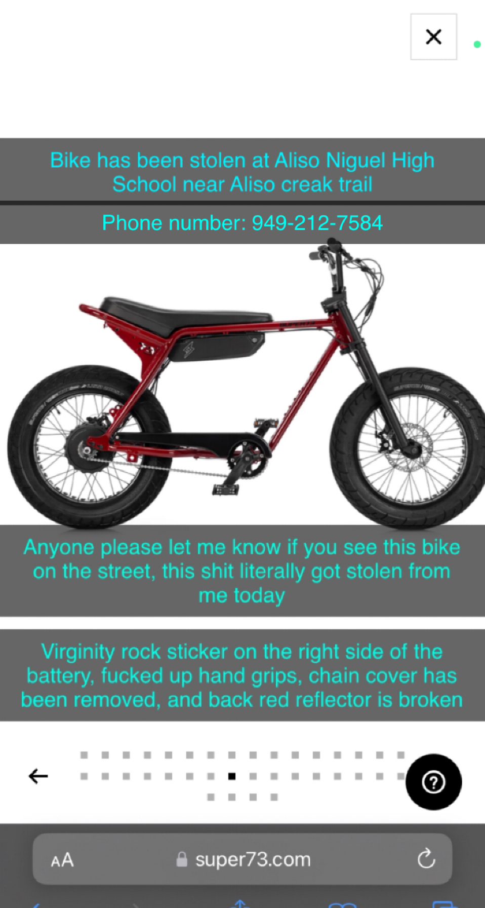 Stolen 2022 Super73 ZX