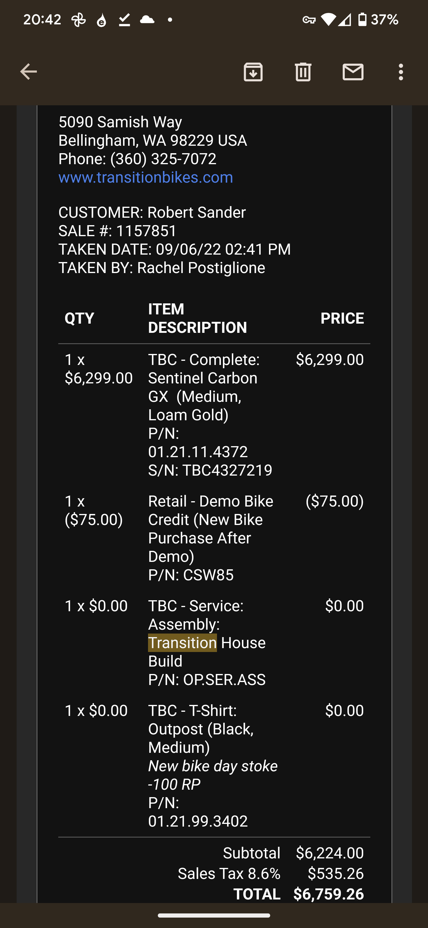 2022 Transition Bikes Sentinel