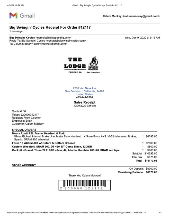 2021 Moots Cycles Routt RSL