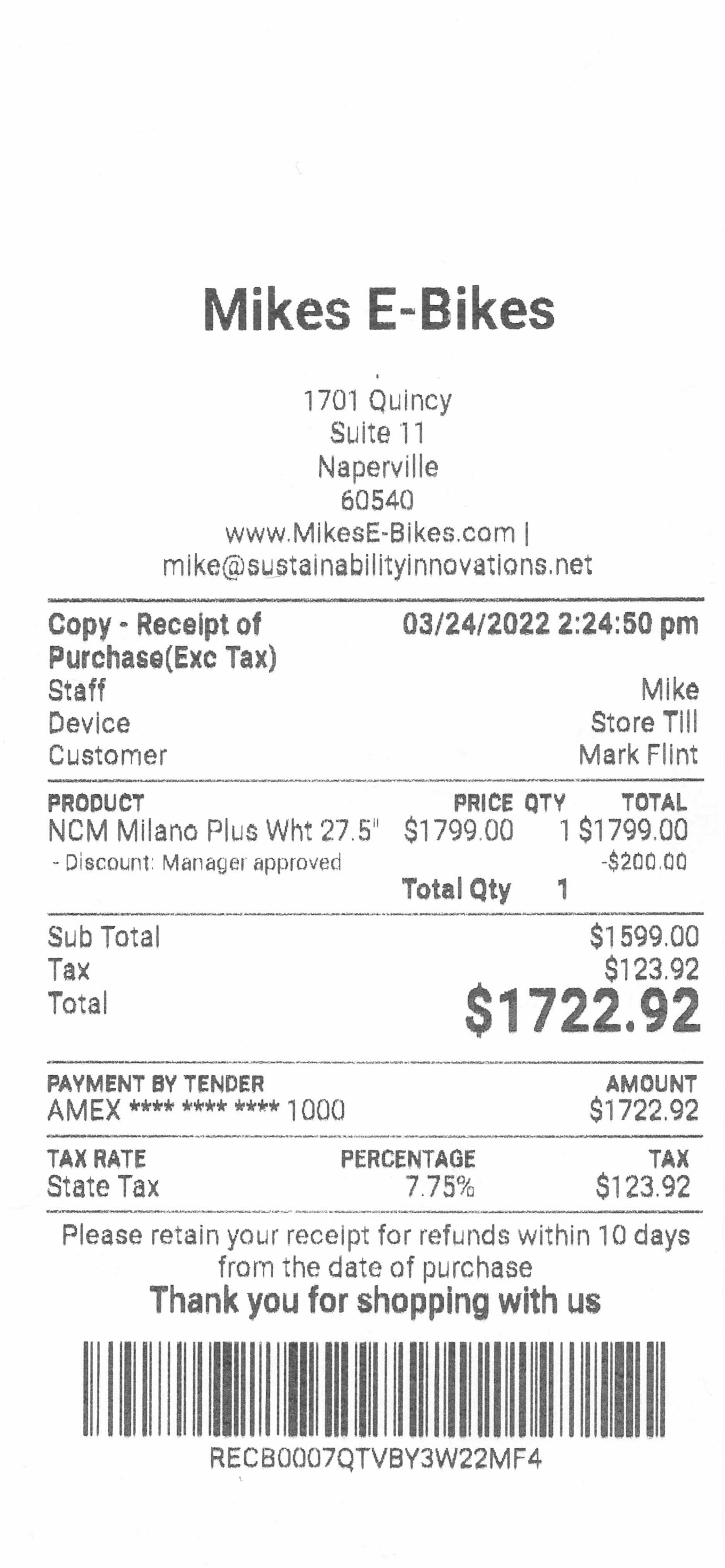 2022 NCM eBikes Milano Plus 48v