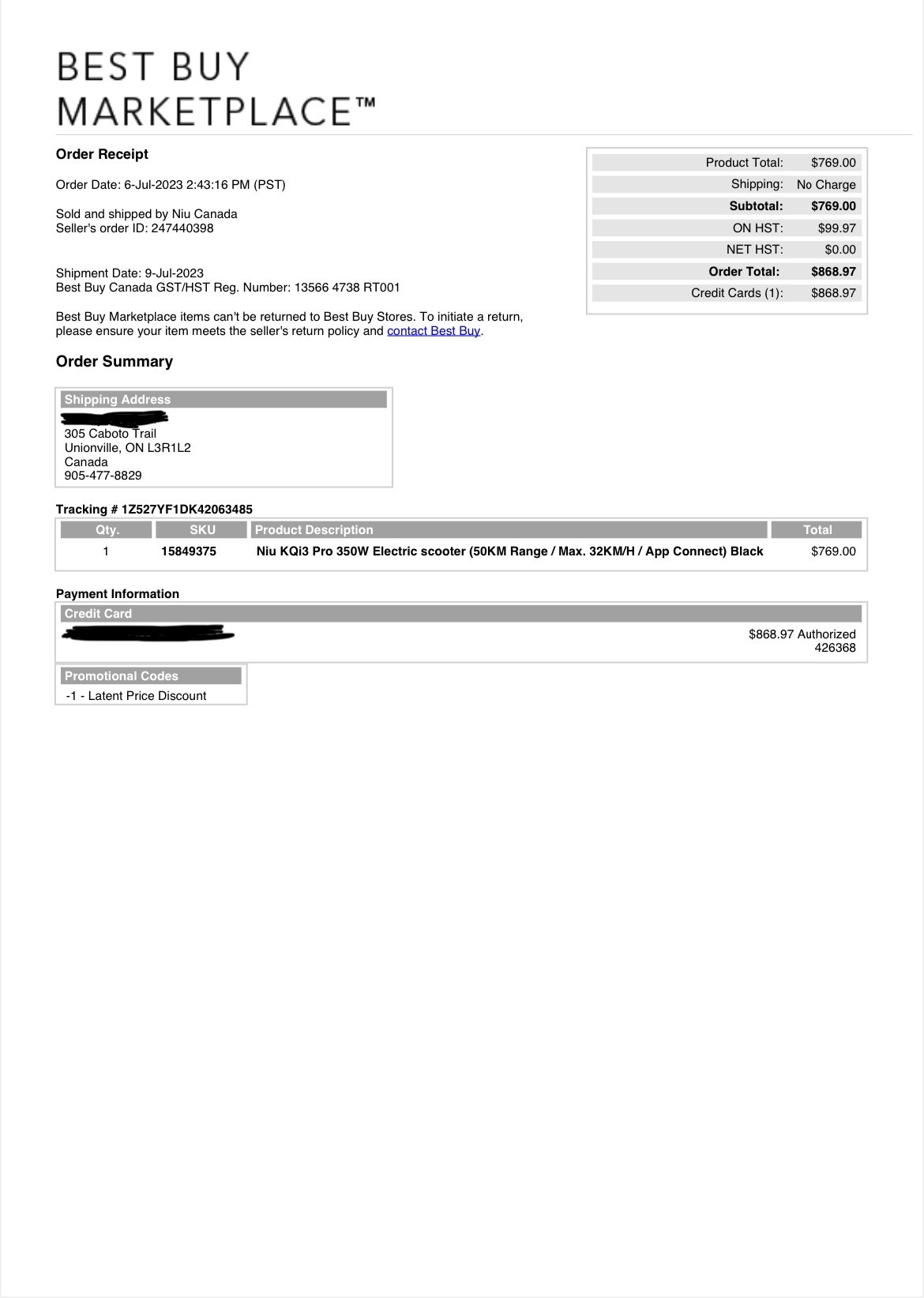 Stolen Niu Niu Kqi3 Pro e-scooter