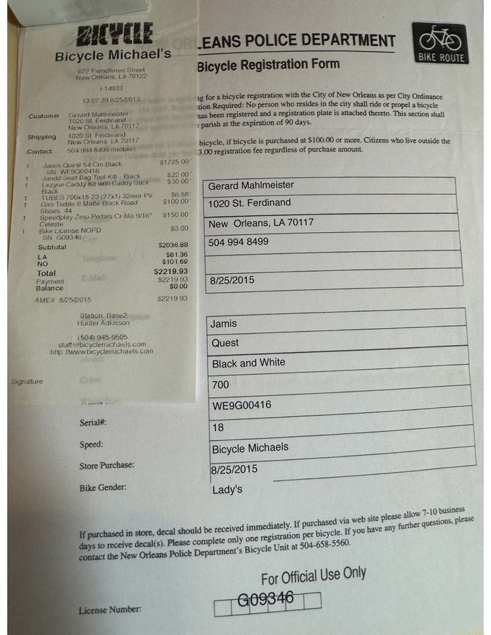 Stolen 2015 Jamis Quest